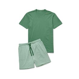 Tchibo - Shorty-Pyjama-Set - Herren - Gr. M - olivgr&uuml;n/gestreift