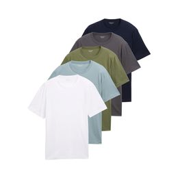 5 Tom Tailor T-Shirts mit Logo - Herren - Gr. XXL - dunkelgrau