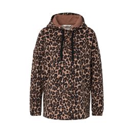 Tchibo - Langes Kapuzensweatshirt mit Leo-Alloverprint - Damen - Gr. XL - schwarz/print