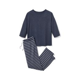 Tchibo - Pyjama - Damen - Gr. L - wei&szlig;/gestreift