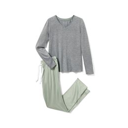 Tchibo - Pyjama mit Webhose - Damen - Gr. M - wei&szlig;/gepunktet
