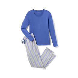 Tchibo - Pyjama mit Webhose - Damen - Gr. XL - hellgr&uuml;n/gestreift