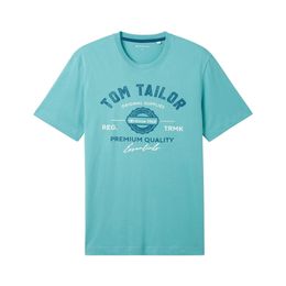 Tom Tailor T-Shirt mit Logo - Herren - Gr. S - t&uuml;rkis