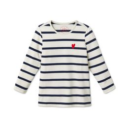 Tchibo - Langarmshirt - M&auml;dchen - Gr. 122/128 - wei&szlig;/gestreift
