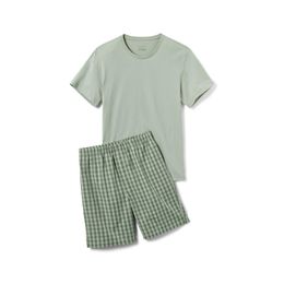 Tchibo - Shorty-Pyjama mit gewebter Hose - Herren - Gr. XL - olivgr&uuml;n/kariert