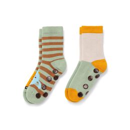 Tchibo - 2 Paar Antirutsch-Socken mit Baumwolle - M&auml;dchen - Gr. 35-38 - rosa/jacquard