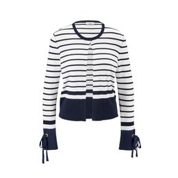 Tchibo - Feinstrickjacke mit Volant&auml;rmeln - Damen - Gr. L - dunkelblau/gestreift