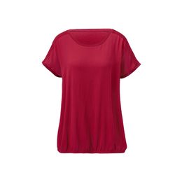 Tchibo - Kurzarmshirt im Materialmix - Damen - Gr. M - rot