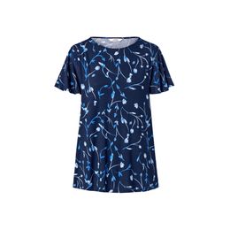 Tchibo - Blusenshirt mit Fl&uuml;gel&auml;rmeln - Damen - Gr. XXL - dunkelblau/print