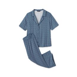Tchibo - 3/4-Pyjama - Damen - Gr. 46 - dunkelblau/gebl&uuml;mt