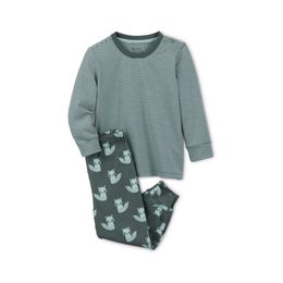 Tchibo - Baumwoll-Pyjama - Baby - Gr. 86/92 - dunkelgr&uuml;n/print