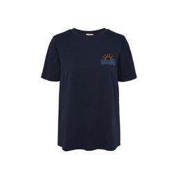 Tchibo - T-Shirt mit Stickerei - Damen - Gr. L - dunkelblau