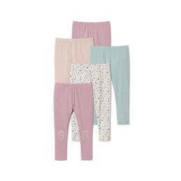Tchibo - 5 Jersey-Leggings - M&auml;dchen - Gr. 122/128 - dunkellila/gebl&uuml;mt