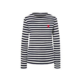 Tchibo - Gestreiftes Langarmshirt mit Stickerei - Damen - Gr. XL - dunkelblau/gestreift