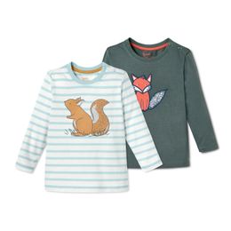 Tchibo - 2 Jersey-Langarmshirts - Gr. 98/104 - hellblau/gestreift