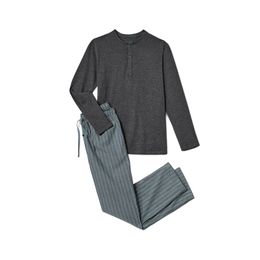 Tchibo - Pyjama mit gewebter Hose - Herren - Gr. XXL - anthrazit/gestreift