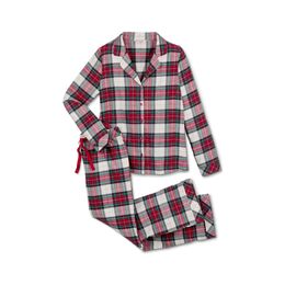 Tchibo - Flanell-Pyjama - Damen - Gr. 40 - wei&szlig;/kariert