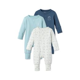 Tchibo - 3 Baumwoll-Pyjamas - Gr. 98/104 - hellblau/print