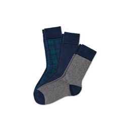 Tchibo - 3 Paar Merino-Socken - Herren - Gr. 44-46 - dunkelblau/kariert