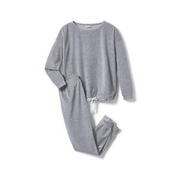 Tchibo - Nicki-Pyjama - Damen - Gr. L - wei&szlig;/gepunktet