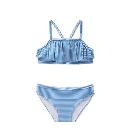 Tchibo - Bikini mit Volant - M&auml;dchen - Gr. 170/176 - wei&szlig;/gestreift