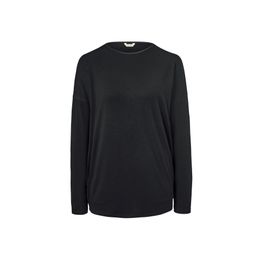 Tchibo - Langarmshirt mit Satindetail am Ausschnitt - Damen - Gr. L - schwarz