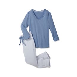 Tchibo - Pyjama - Damen - Gr. L - wei&szlig;/gestreift