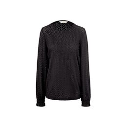 Blusenshirt mit Ajour-Muster - Damen - Gr. L - schwarz