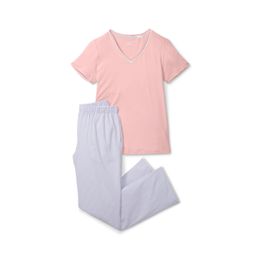 Tchibo - Pyjama - Damen - Gr. S - hellblau/gestreift