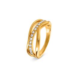 Tchibo - Ring Welle mit Glaskristallsteinen - Damen - Gr. 19 - wei&szlig;