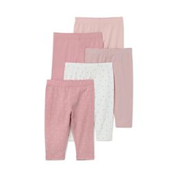 Tchibo - 5 Kinder-Leggings - M&auml;dchen - Gr. 134/140 - wei&szlig;/print