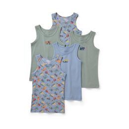 Tchibo - 5 Kinder-Unterhemden - Jungen - Gr. 110/116 - hellblau/print