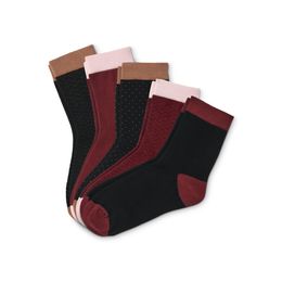 Tchibo - 5 Paar Socken - Damen - Gr. 35-38 - dunkelrot