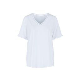 Tchibo - T-Shirt mit Volants - Damen - Gr. XL - wei&szlig;