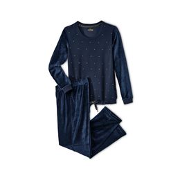 Tchibo - Nicki-Pyjama - Damen - Gr. S - blau/print