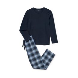 Tchibo - Kinder-Flanell-Pyjama - Jungen - Gr. 122/128 - wei&szlig;/kariert