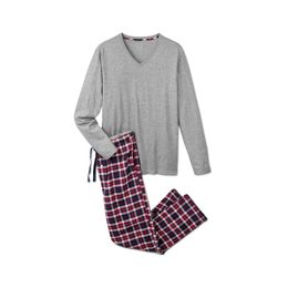 Tchibo - Pyjama mit Flanellhose - Herren - Gr. XL - dunkelblau/kariert