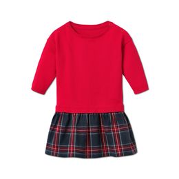 Tchibo - Strickkleid mit kariertem Rock - M&auml;dchen - Gr. 110/116 - blau/kariert