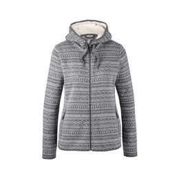Tchibo - Strickfleecejacke - Damen - Gr. M - grau/print