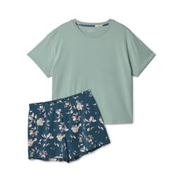 Tchibo - Shorty-Pyjama-Set - Damen - Gr. XL - petrol/gebl&uuml;mt