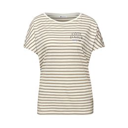 Street One T-Shirt - Damen - Gr. 44 - beige/gestreift