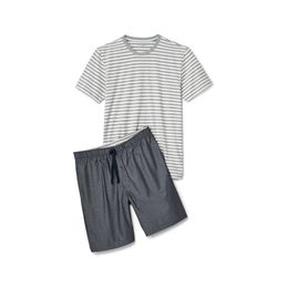 Tchibo - Shorty-Pyjama mit gewebter Hose - Herren - Gr. XXL - dunkelblau/gestreift