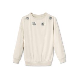 Tchibo - Sweatshirt mit Strassblumen - M&auml;dchen - Gr. 122/128 - beige