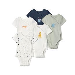 Tchibo - 5 Baby-Bodys mit Mitwachsfunktion - Baby - Gr. 62/68 - mintgr&uuml;n/print