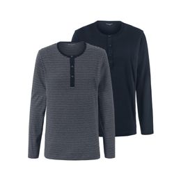 Tchibo - 2 Pyjama-Shirts - Herren - Gr. XXL - dunkelblau/gestreift