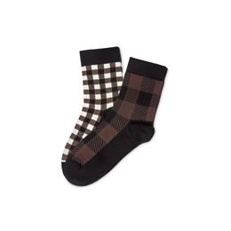 Tchibo - 2 Paar Socken - Damen - Gr. 35-38 - wei&szlig;/kariert
