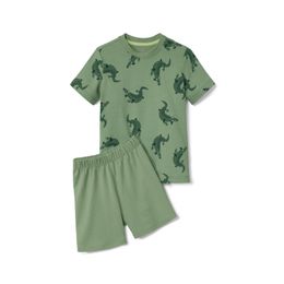 Tchibo - Kinder-Shorty-Pyjama - Gr. 122/128 - gr&uuml;n/print