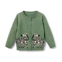 Tchibo - Kinder-Jacquard-Strickjacke - Gr. 122/128 - schwarz/jacquard