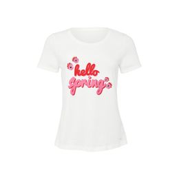 Tchibo - Kurzarmshirt mit Wording-Print - Damen - Gr. L - wei&szlig;/print