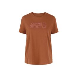 Tchibo - T-Shirt mit Statement-Print - Damen - Gr. L - rostrot/print
